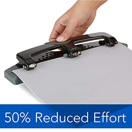 Swingline 3 Hole Punch, Desktop Hole Puncher 3 Ring, SmartTouch Metal Paper Punch, Home Office Supplies, Portable Desk Accessories, 20 Sheet Punch Capacity, Low Force, Black/Gray (74133)