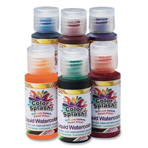 s&s worldwide color splash! liquid watercolor paint, 6 vivid colors, 1-oz drip-dispense bottles, for all watercolor painting, use to tint slime, clay, glue, shaving cream, non-toxic. pack of 6.