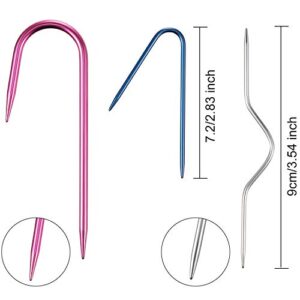 9 Pieces Cable Stitch Holders, Mixed Color Aluminum Cable Needles Stitch Holders, Safety Pin Brooch Weaving Needle Sweater Knitting Tool, Bent Tapestry Needles for Yarn Sewing Knitting