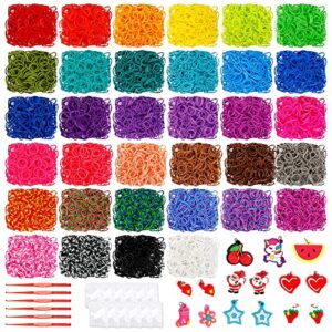 17160+ loom rubber bands refill kit in 34 color with 600 clips,6 hooks,1 instruction, premium bracelet making kit for kids weaving diy crafting gift