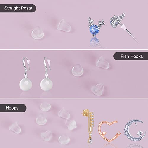 Silicone Earring Backs, 1200pcs Earring Backings Rubber, Soft Clear Ear Back Pads Backstops Bullet Clutch Stopper Replacement for Earring Studs Hoops, Diameter 4mm