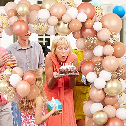 129 Pcs Blush Balloons Garland Arch Kit 12" 10" 5" Peach Rose Gold Pastel Orange Confetti Latex Metallic Balloons with 4Pcs Tools for Wedding Birthday Party Baby Shower Decorations