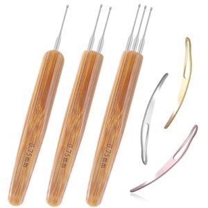 6pcs dreadlock crochet needle for dreadlocks, durable 0.75mm dreadlock crochet hooks for hair with interlocking tool, excellent for maintaining real dread loc