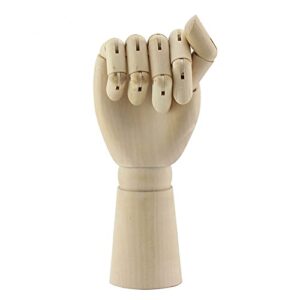 Wood Artist Drawing Manikin Articulated Mannequin with Wooden Flexible Fingers 10" Right Hand (10 inches-Right Hand)