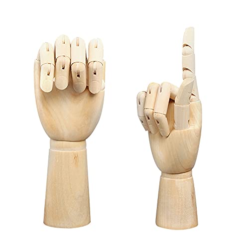 Wood Artist Drawing Manikin Articulated Mannequin with Wooden Flexible Fingers 10" Right Hand (10 inches-Right Hand)