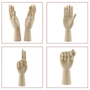 Wood Artist Drawing Manikin Articulated Mannequin with Wooden Flexible Fingers 10" Right Hand (10 inches-Right Hand)