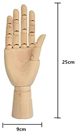 Wood Artist Drawing Manikin Articulated Mannequin with Wooden Flexible Fingers 10" Right Hand (10 inches-Right Hand)