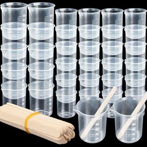 36 pcs resin mixing cups, leobro 12pcs 100ml plastic measuring cups for resin, 24pcs 50ml paint epoxy resin mixing cups, with craft sticks, beaker, liquid measuring cups, graduation epoxy resin cups