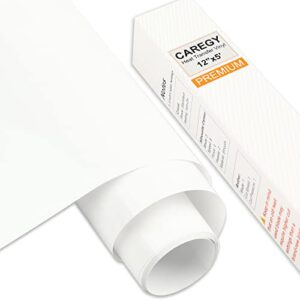 caregy iron on heat transfer vinyl roll htv (12”x5′,white)