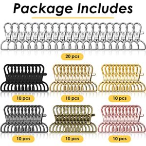 Swivel Clasp Hooks, Anezus 80Pcs Key Chain Clip Hooks, D Ring Clip Lanyard Hardware for Keychain Making, Lanyard Making, Purse Hardware, DIY Craft (1” Inside Width)