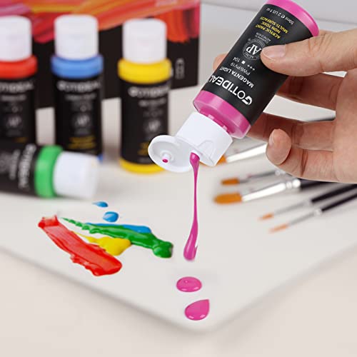 GOTIDEAL Acrylic Paint Set with 10 Brushes, 18 Colors(59ml, 2 oz) Art Craft Paint Non Toxic, Perfect for Hobby Painters, Artist, Adults, Ideal for Canvas Wood Ceramic Paint Supplies