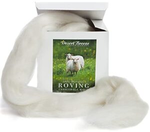 100% natural white wool roving top, 8 oz corriedale, made in south america, best core wool for needle felting, wet felting, spinning, dryer balls, stuffing, big yarn roving, 29.5 micron, un-dyed