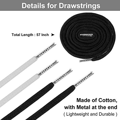 MiniRed 8PCS Drawstring Cords Replacement Drawstrings for Sweatpants, Shorts with Easy Threaders, Premium Hoodie String Replacement (57 Inch, Black, White)