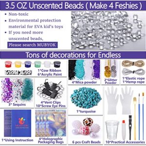 MUBYOK M139 57PCS Car Freshies Supplies Starter kit, DIY Freshie Making kit with Unscented Aroma Beads,Freshies Silicone Molds and Accessories (Make 4 freshie)