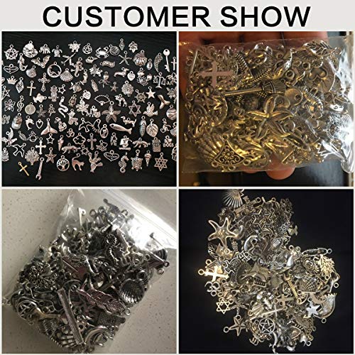 YUEAON 300pcs bulk lots charms for jewelry making supplies kit craft accessories bracelet necklace pendant earring keychain tibetan silver wholesale