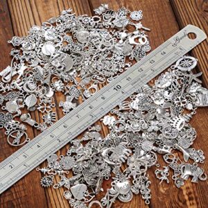 YUEAON 300pcs bulk lots charms for jewelry making supplies kit craft accessories bracelet necklace pendant earring keychain tibetan silver wholesale