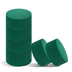 flofare pack of 6 round floral foam blocks for fresh and artificial flowers, styrofoam for artificial flowers each (3″ x 1.5″), dry & wet green flower foam for flower arrangements and florist supplies