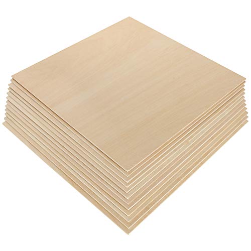 12 Pack 11.8 × 11.8 Inch Basswood Sheets Thin Wood Sheets Plywood Board Basswood Sheets 1/8 inch Square Unfinished Wood Boards for Crafts, DIY Project, Mini House Building Architectural Model Making