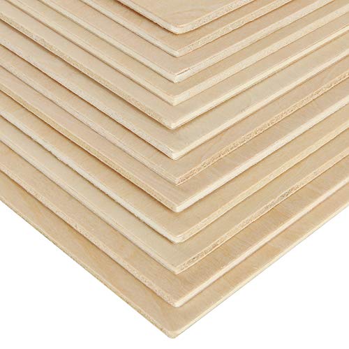 12 Pack 11.8 × 11.8 Inch Basswood Sheets Thin Wood Sheets Plywood Board Basswood Sheets 1/8 inch Square Unfinished Wood Boards for Crafts, DIY Project, Mini House Building Architectural Model Making