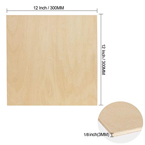 12 Pack 11.8 × 11.8 Inch Basswood Sheets Thin Wood Sheets Plywood Board Basswood Sheets 1/8 inch Square Unfinished Wood Boards for Crafts, DIY Project, Mini House Building Architectural Model Making