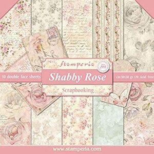 stamperia intl double-sided paper pad-shabby rose, 30.5 x 30.5 (12″ x 12″), multicoloured