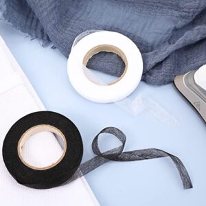 Outus Iron on Hem Tape Fabric Fusing Hemming Tape Wonder Web Adhesive Hem Tape for Pants Each 27 Yards, 2 Pack (Black, White, 3/8 Inch)