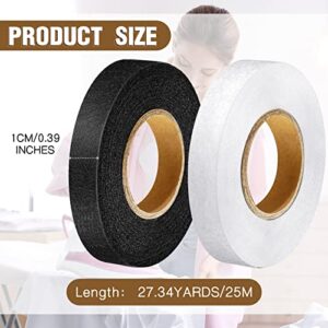 Outus Iron on Hem Tape Fabric Fusing Hemming Tape Wonder Web Adhesive Hem Tape for Pants Each 27 Yards, 2 Pack (Black, White, 3/8 Inch)