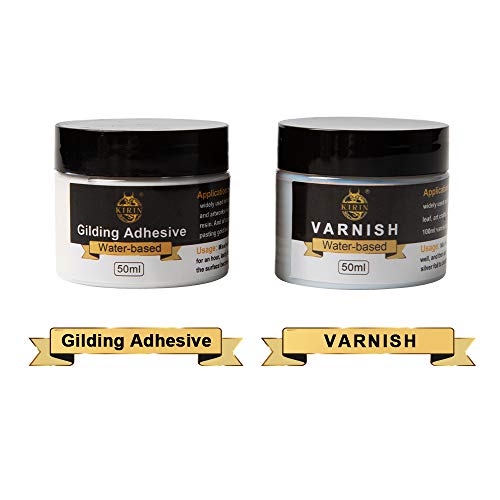 Gilding Adhesive, 100ml Epoxy Resin Gold Leaf Adhesive for Professional Craft Use, Water Based Varnish for Protect The Surface of Gold Foil from Oxidating (Brush + Gloves as Gifts)