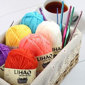 LIHAO 12 Skeins Mini Yarn for Knitting Crochet Craft - 100% Acrylic