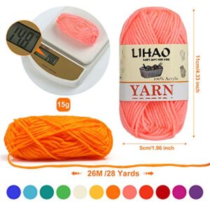 LIHAO 12 Skeins Mini Yarn for Knitting Crochet Craft - 100% Acrylic