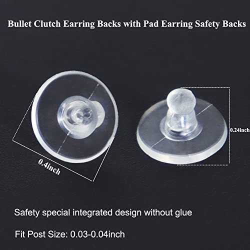 100pcs Bullet Clutch Earring Backs with Pad 50pairs Earring Safety Backs, Earring Backs for Dropy Ears Studs Fishhook Earring Backs Replacements Clutch Back Earrings Replacement for Heavy Earring