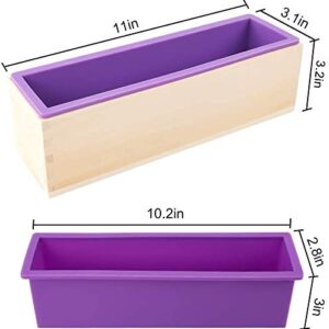 YGEOMER Soap Molds 2pcs 42oz, Silicone Soap Mold for Soap Making, Rectangular Loaf Soap Mold with Wooden Boxes, 2 Cutters and 100pcs Bags