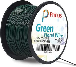 floral wire, 110 yards 22 gauge green florist wire, flexible green wire paddle wire for crafts, christmas wreaths tree, garland and floral flower arrangements