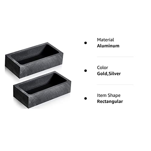 2 Pieces Graphite Ingot Mould Crucible Mould for Casting Gold Silver Metal Aluminum Copper Brass Melting Refining (4 x 2 x 1 Inch)