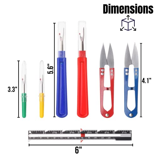 Mr. Pen- Seam Ripper Kit, 7 pcs, Seam Ripper Pack, 4 Seam Rippers with 2 Thread Snips and 1 Sliding Gauge, Seam Rippers for Sewing, Sewing Tools, Thread Cutter, Seam Ripper and Thread Remover.