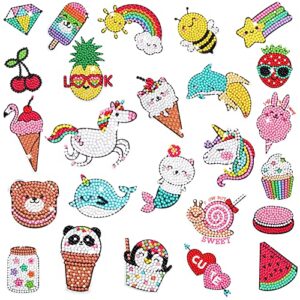 cymbana 5d diamond painting stickers kits 25 pcs diamonds dots arts and crafts for kids ages 6-8 8-12 contains unicorn, mermaid, cat