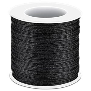 black nylon string, anezus 0.8mm nylon thread chinese knotting cord tarred twine outdoor string for braided bracelets, beading, necklaces, macrame craft, wind chime, blinds, jewelry making