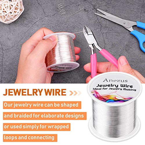 22 Gauge Jewelry Wire, Anezus Craft Wire Tarnish Resistant Copper Beading Wire for Jewelry Making Supplies and Crafting (Silver)