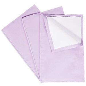 catiflin 3pcs multi-layer jewelry cleaning cloth, large polishing cloth, 100% cotton jewelry cleaning cloth for gold, silver and platinum jewelry (purple, 10″x12″)