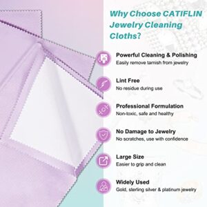 CATIFLIN 3pcs Multi-Layer Jewelry Cleaning Cloth, Large Polishing Cloth, 100% Cotton Jewelry Cleaning Cloth for Gold, Silver and Platinum Jewelry (Purple, 10"X12")