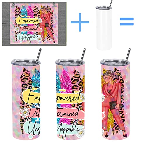 Wzaytia 24 Pack Sublimation Tumblers 20 Oz Skinny Straight, Stainless Steel Sublimation Tumblers Blank, Individually Gift Boxed, Insulated Tumbler Sublimation