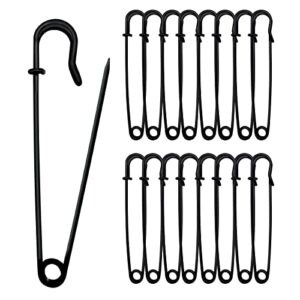 urmspst safety pins (2022 new), 4″ large safety pins pack of 15 for clothes leather canvas blankets crafts skirts kilts, extra large safety pin heavy duty safety pins (black)