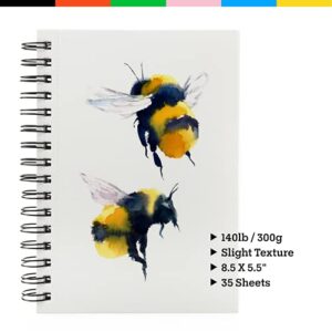 Art-n-Fly 5.5 x 8.5 in Watercolor Sketchpad Mini Book - 2 pack x 35 Sheets Each- Spiral Bound and Microperforated - 300gsm / 140lb 8.5x5.5