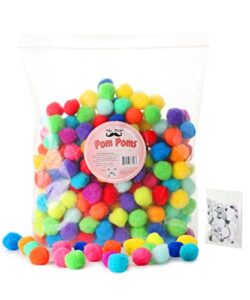 mr. pen- pom poms, 250 1 inch vibrant colors pom poms & 50 googly eyes, pompoms for crafts, pom pom balls for crafts, puff balls for crafts, colored pom pom balls, fuzzy craft balls, bulk pompoms