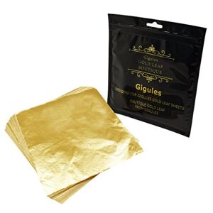 gigules 100 sheets imitation gold leaf 5.5 x 5.5 inches gold foil paper for arts painting gilding crafting decoration