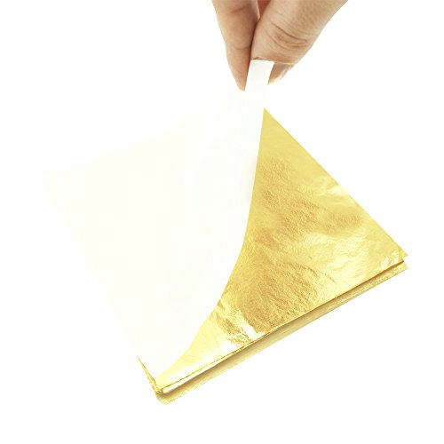 Gigules 100 Sheets Imitation Gold Leaf 5.5 x 5.5 inches Gold Foil Paper for Arts Painting Gilding Crafting Decoration