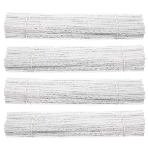 Waycreat 400 Pieces Pipe Cleaners White Chenille Stem for DIY Art Craft Decorations (6mm x 12 Inch)