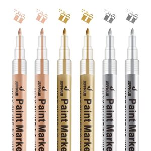 jeffniub acrylic paint pens gold,silver,rose gold,paint markers for rocks painting, wood, fabric, glass,ceramic,canvas. scrapbooking,card making,diy craft supplies metallic acrylic marker set (0.7mm)