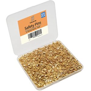 500pcs safety pins, 0.75inch/19mm small safety pins, rust resistant nickel plated steel set for crafting, sewing, rimming fastening clip button for garment hang tag (gold)