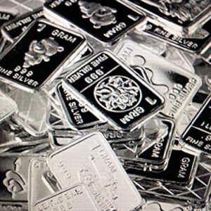 TEN One Gram .999 pure Silver Bars with random designs in a jewelry pouch (Original Version)